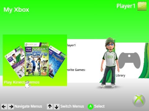 Xbox 360 Simulation (Kinect Dashboard) V0.2
