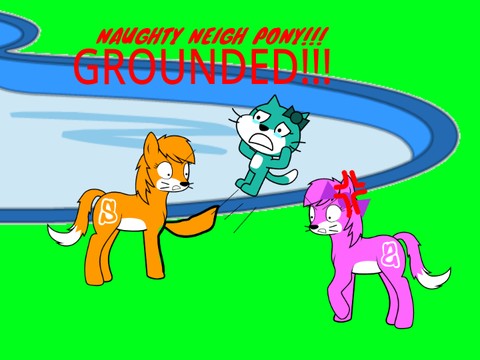 Neigh Pony pushes Aqua Cat in the pool/Scratch Cat saves her/Neigh pony ...