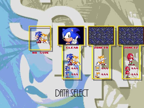 Sonic 3 (& Knuckles) Data Select Ver. 0.9