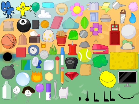BFDI assets in vector remix