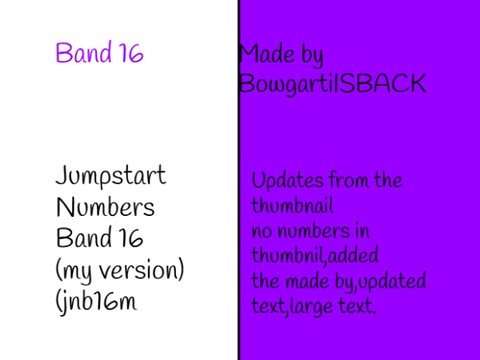JUMPSTART Numbers Band 16 (my version)