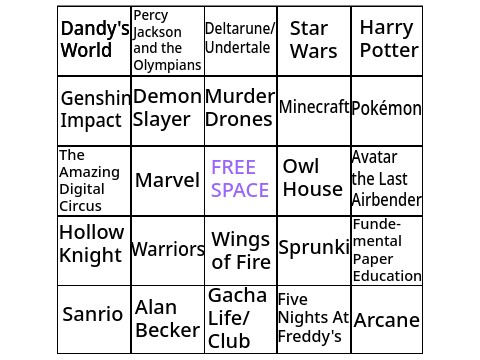 Fandom Bingo!
