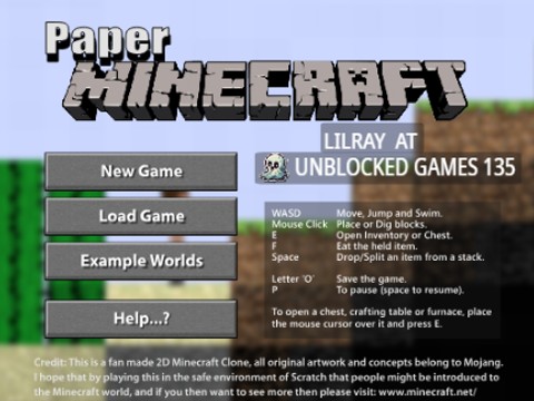 Paper Minecraft v11.7 (Minecraft 2D) UNBLOCKED GAMES 135 LILRAY