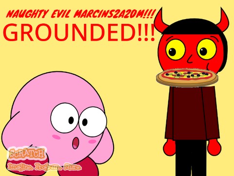 My evil clone eats Kirby's pizza at Chuck E Cheese/GROUNDED