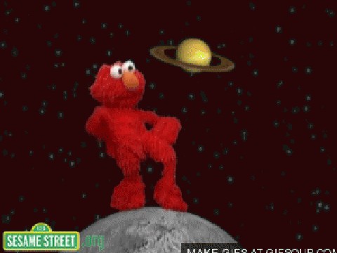 Elmo dances in the moon (Do the Elmo dance!)