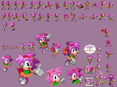 Amy Rose Sprites (CD/Sega's style)