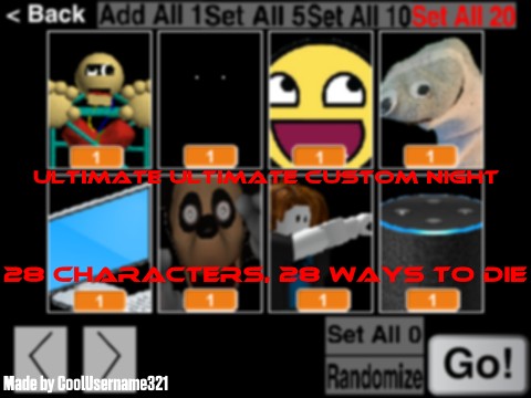 Ultimate Ultimate Custom Night - 28 Characters