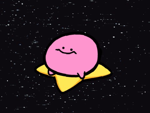 Kirbo flies through space