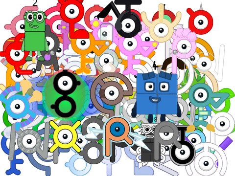 BFB Unowns (Except 8-Ball, Two and Four because they're Numberblocks)