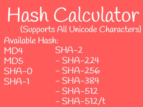 Hash Calculator (UTF-8/Unicode supported)