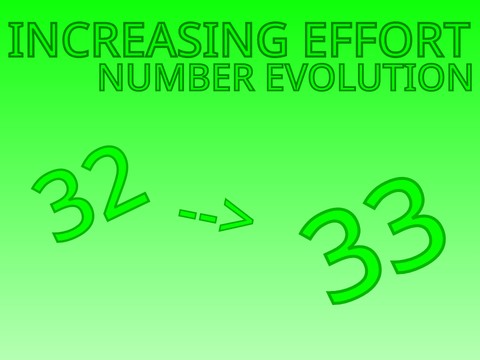 Increasing Effort Number Evolution [ 32 → 33 / 105% Effort Level ]