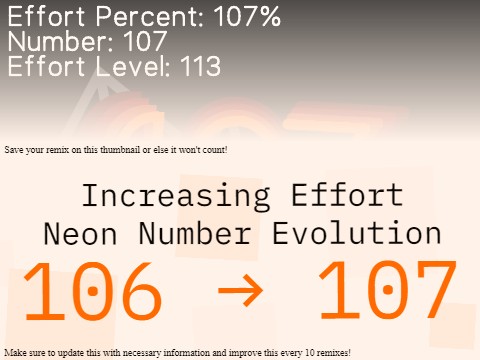 Increasing Effort Neon Number Evolution [ 106 → 107 ]