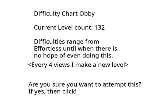 Difficulty Chart Obby [Every 4 views = new level]