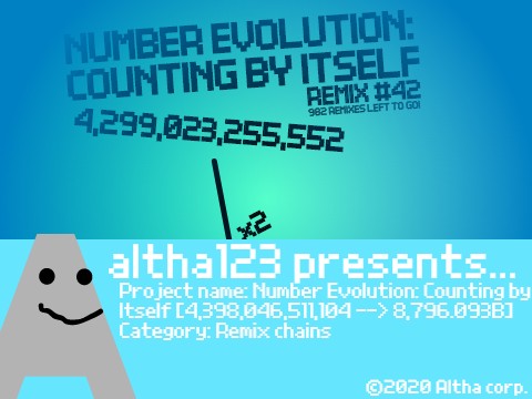 Number Evolution: Counting by Itself [4,398,046,511,104‬ --> 8,796.093B]