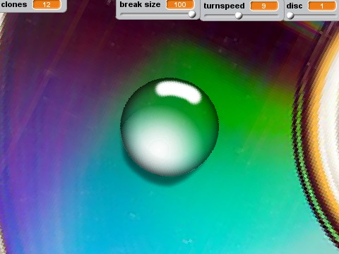 Water droplets on spinning disc [simulation]