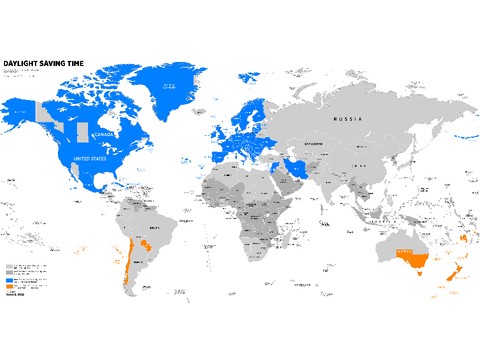 Daylight savings map: high quality bitmap images
