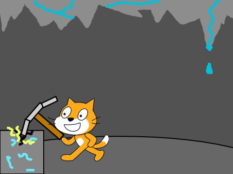 Scratch cat mining in a cave