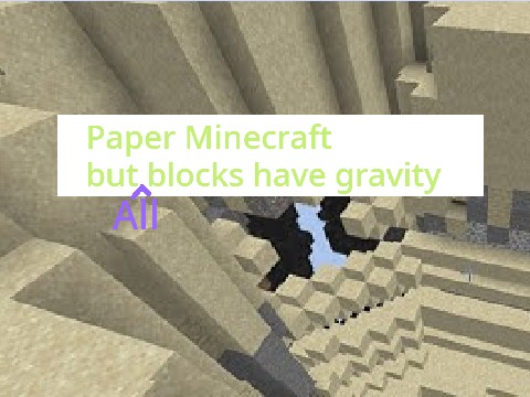 Paper Minecraft but blocks have gravity