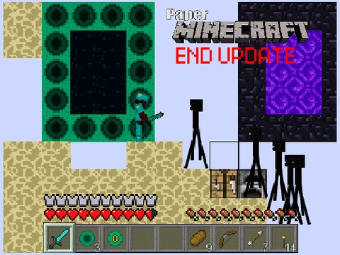 Paper minecraft with the end