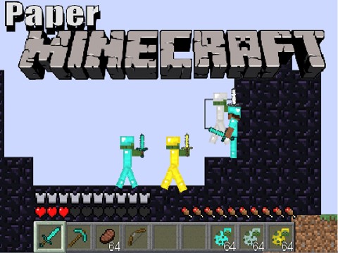 Paper Minecraft with zombies wearing armor