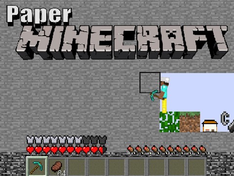 Paper Minecraft but if you walk , the random blocks spawn under you foot