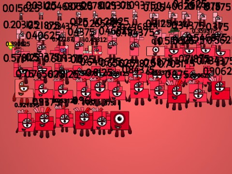 Numberblocks Band Sixty-Fourths Up to 1