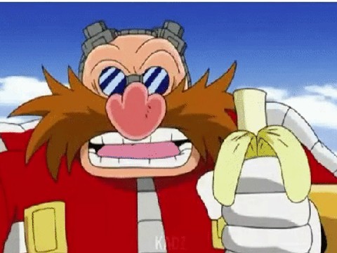 Eggman Consumes a delicious banana.