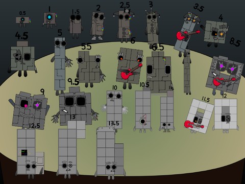 Robot Numberblocks Band But Halves 0.5-13.5