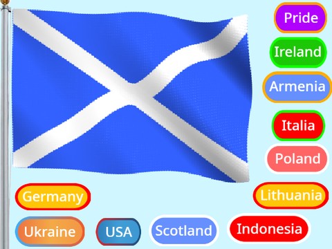 Multinational flags sine waving