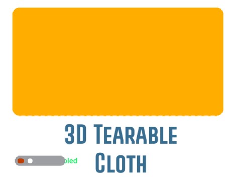 3D Tearable Cloth orange wet cloth
