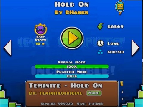 Geometry Dash Hold On but so easy