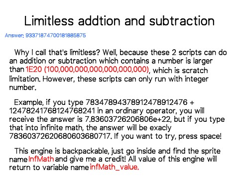 Limitless addition and subtraction (integer only)