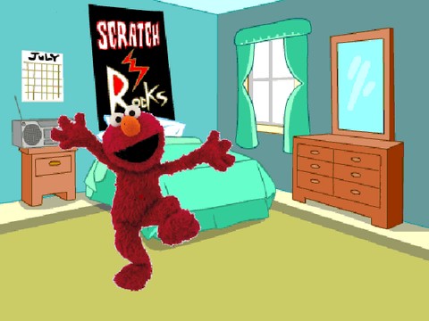 elmo throws a punchball at mario and gets grounded