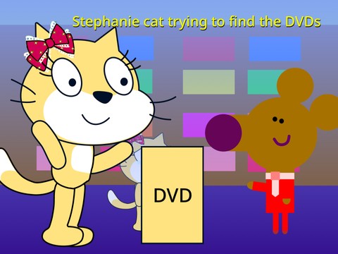 Stephanie cat trying to find the DVDs