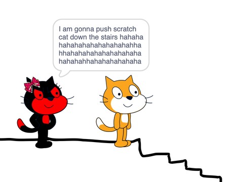 evil Stephanie Cat pushes scratch cat down the stairs/grounded