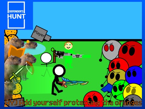 (AY) Add yourself protecting the oranges (7)